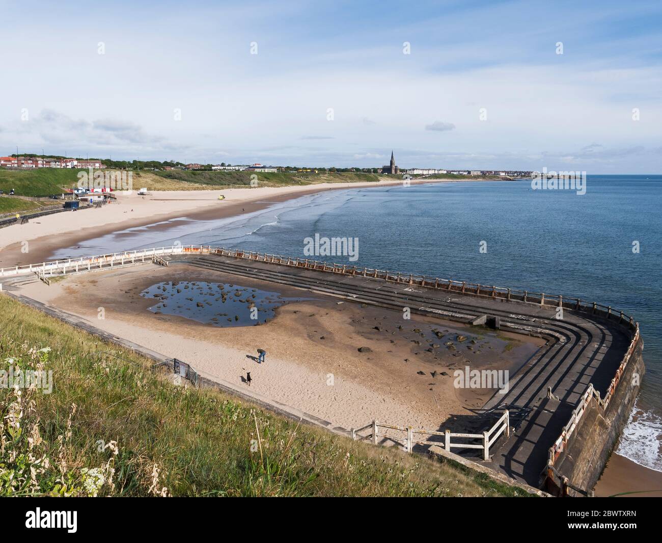 View over what remains of Tynemouth Open Air Pool, once a a popular ...
