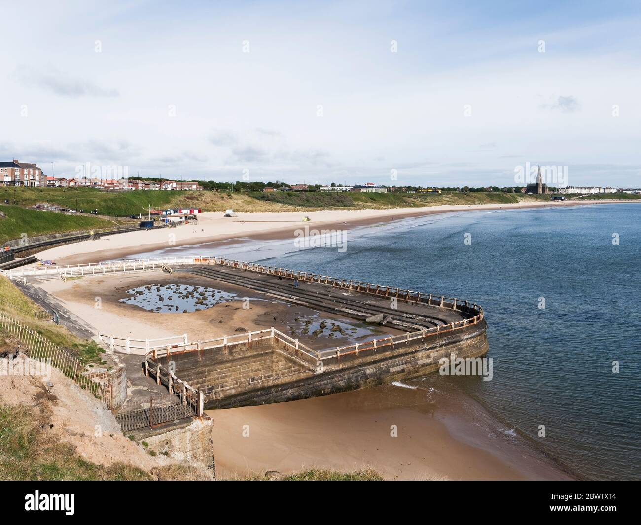 View over what remains of Tynemouth Open Air Pool, once a a popular ...