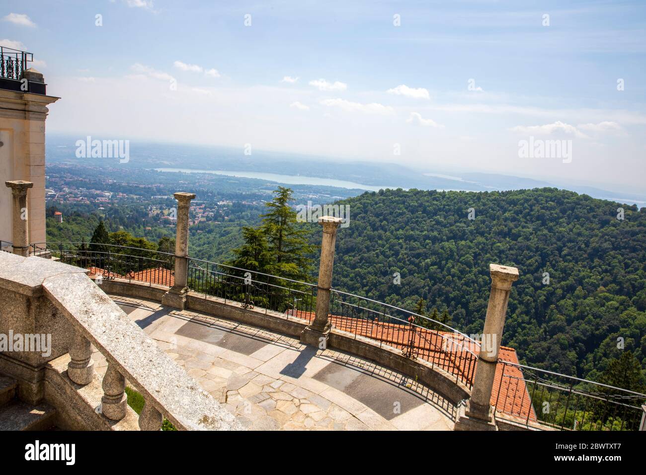 Landscape view at pilgrimage village of Santa Maria del Monte on Sacro ...