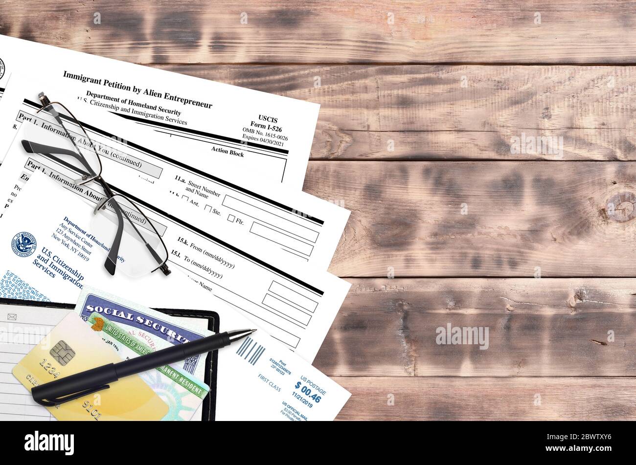 USCIS form I-586 Immigrant petition by Alien Entrepreneur lies on flat ...