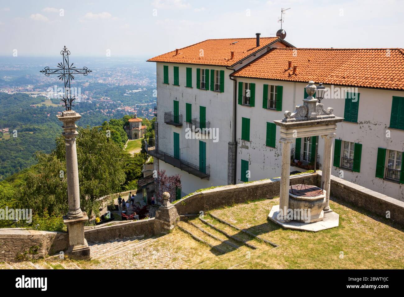 Landscape view at pilgrimage village of Santa Maria del Monte on Sacro ...