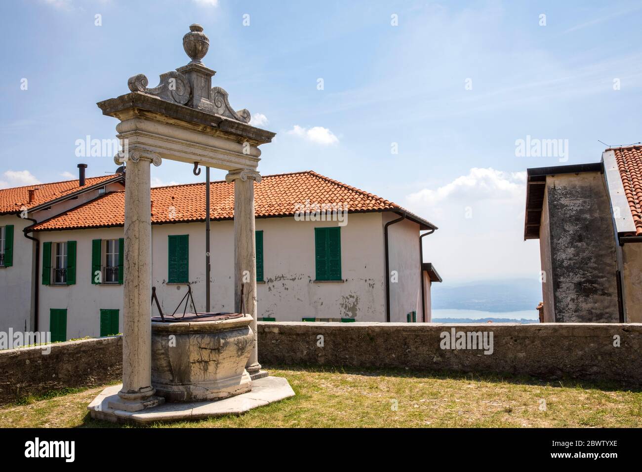 Landscape view at pilgrimage village of Santa Maria del Monte on Sacro ...