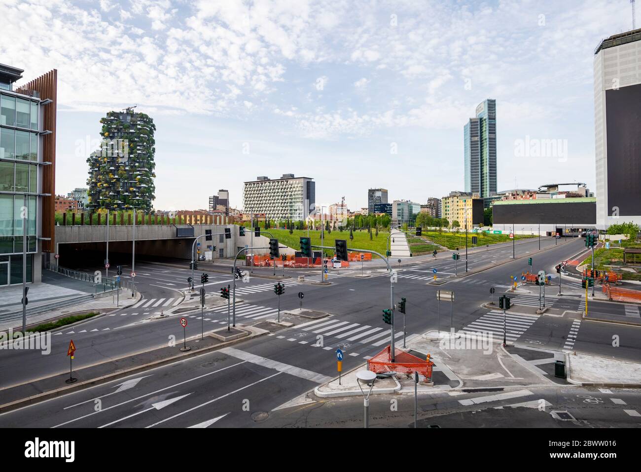 Italy, Milan, Porta Garibaldi intersection during COVID-19 outbreak ...