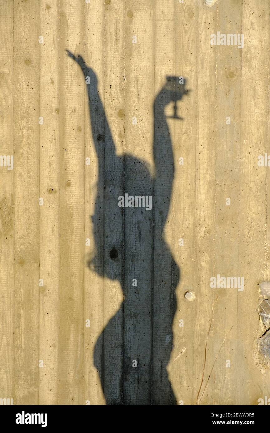 Shadow of dancing teenage girl with glass of wine Stock Photo - Alamy