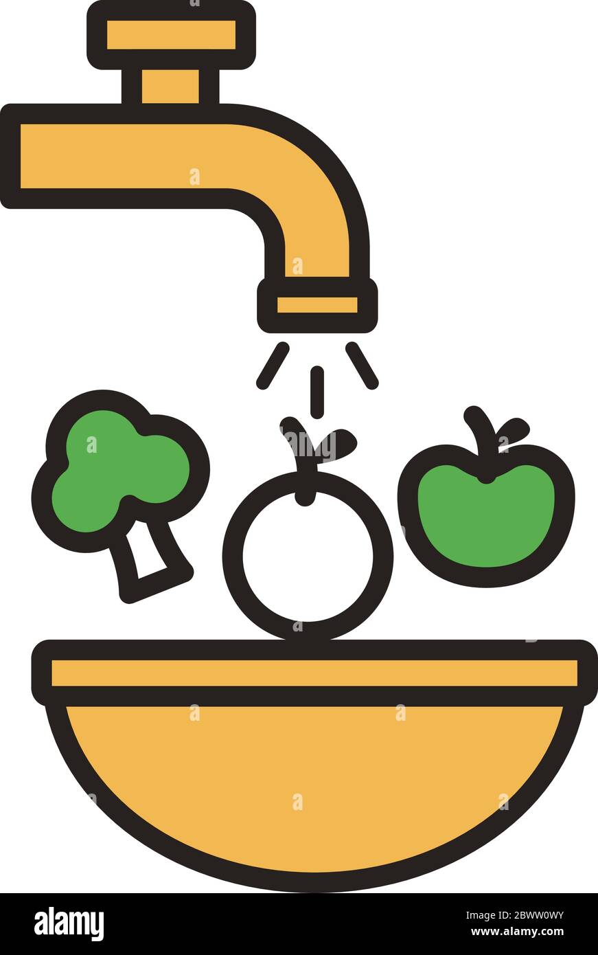 washing the vegetables healthy line duo color style Stock Vector Image ...