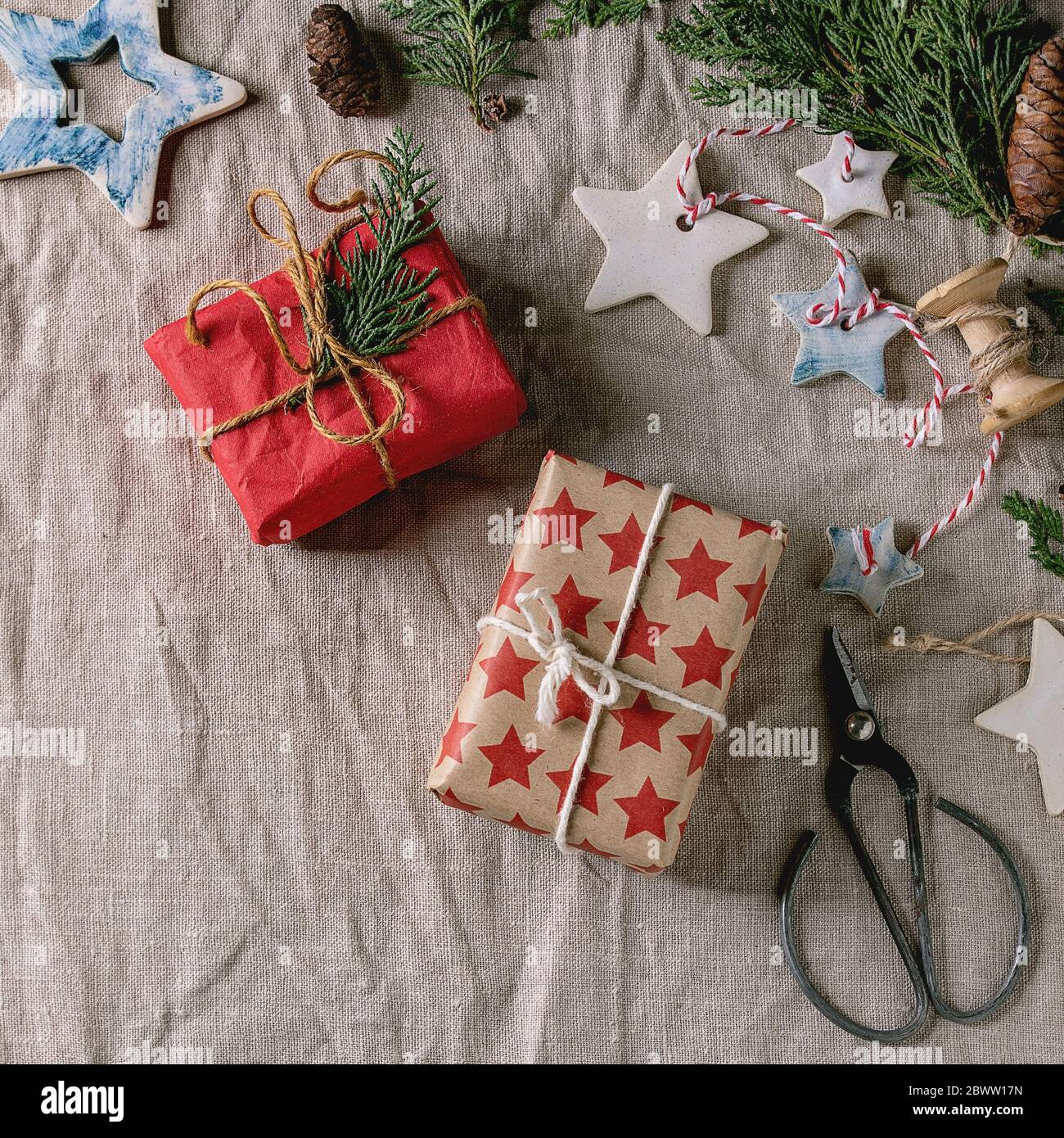 Christmas stars and gifts Stock Photo - Alamy