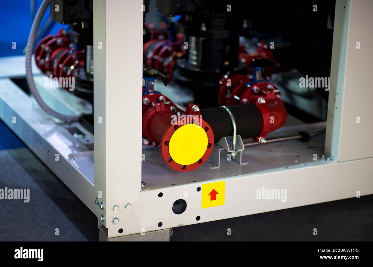 Industrial machinery of blue hydraulic pump, blur background Stock ...