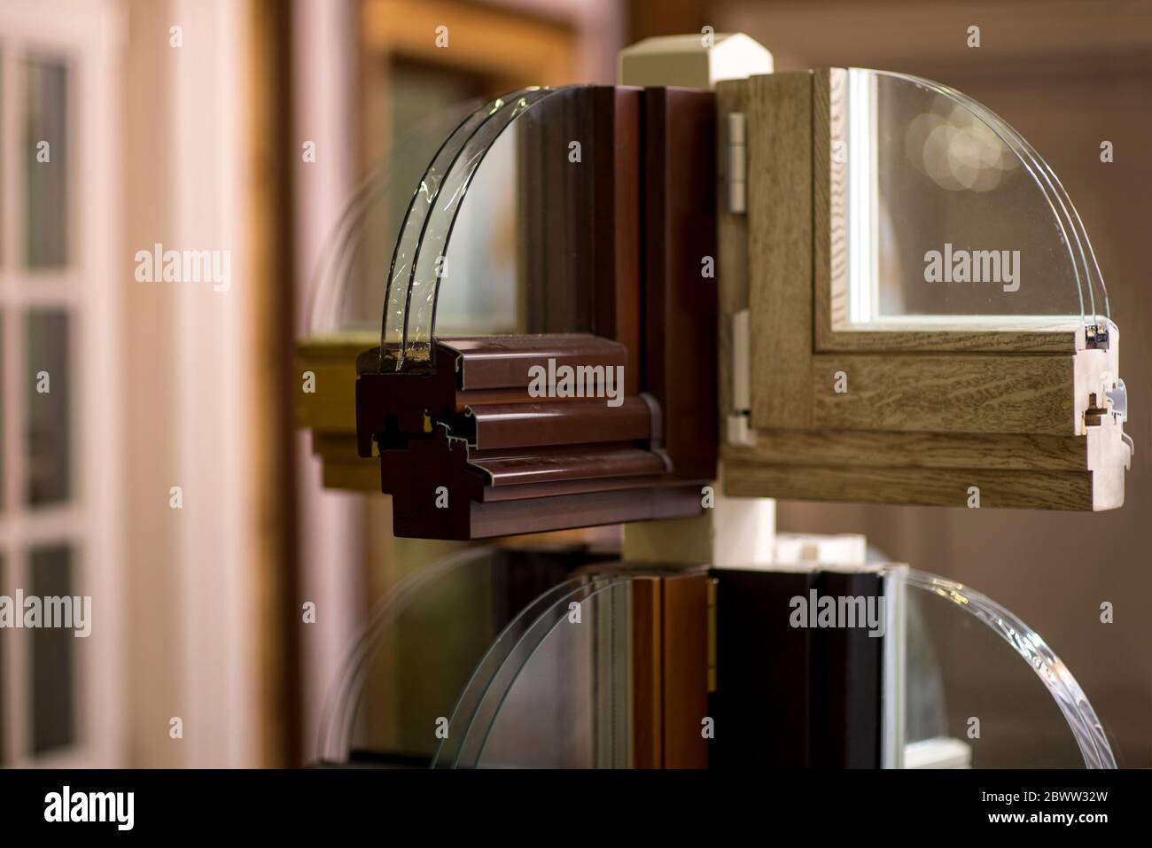 Cutaway model of a plastic and wooden window frame Stock Photo - Alamy