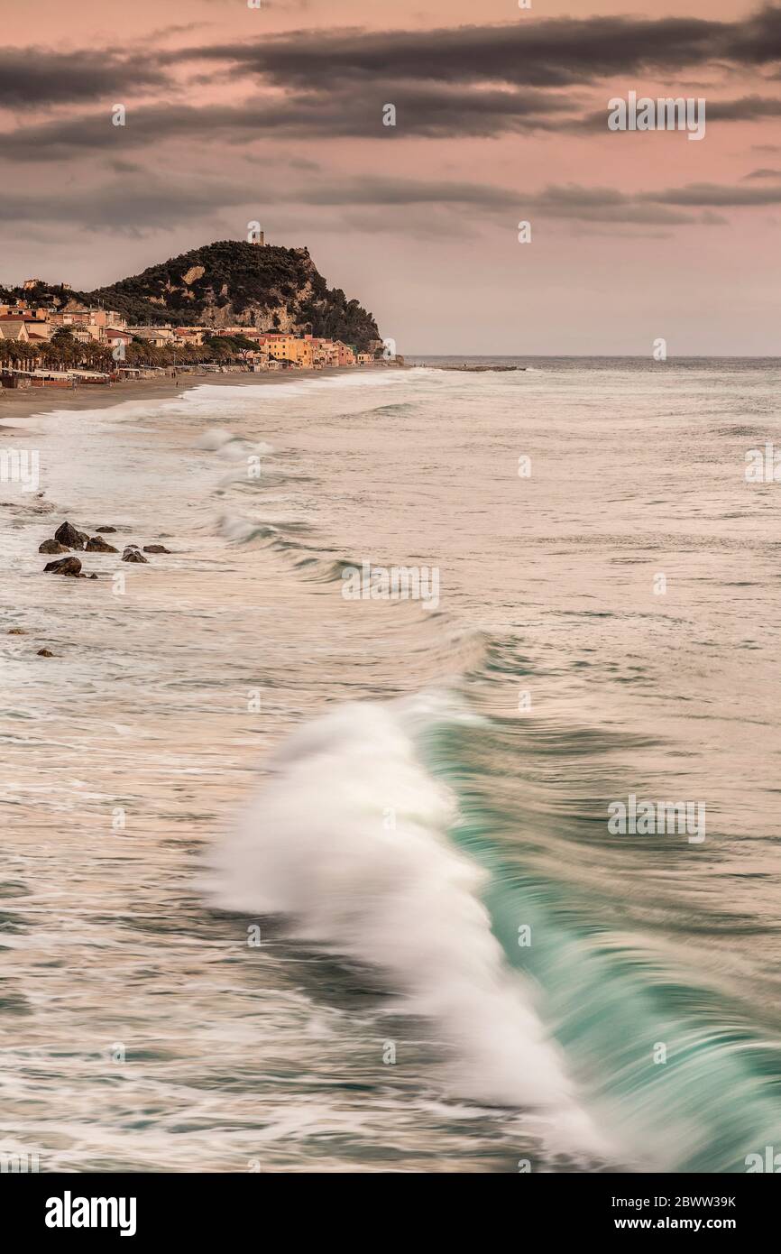 Italy Liguria Varigotti - Punta Crena and Wave Stock Photo - Alamy