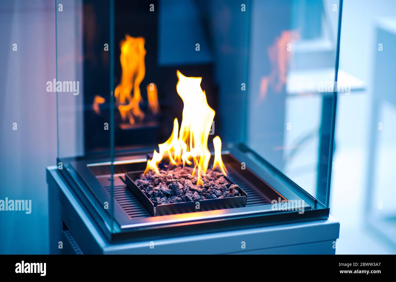 Fire behind the glass in the oven Stock Photo - Alamy