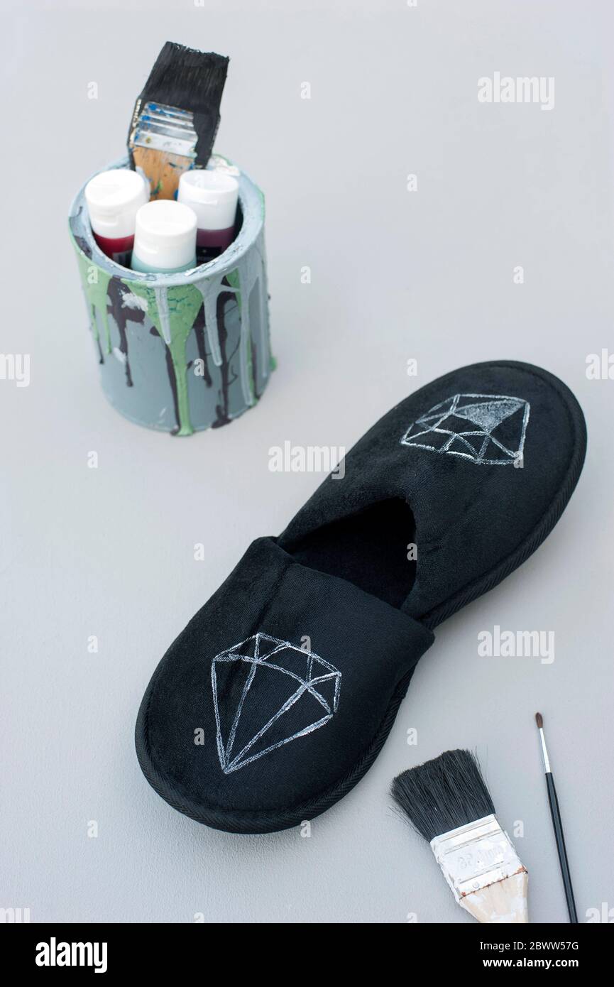 DIY decorated slippers Stock Photo - Alamy