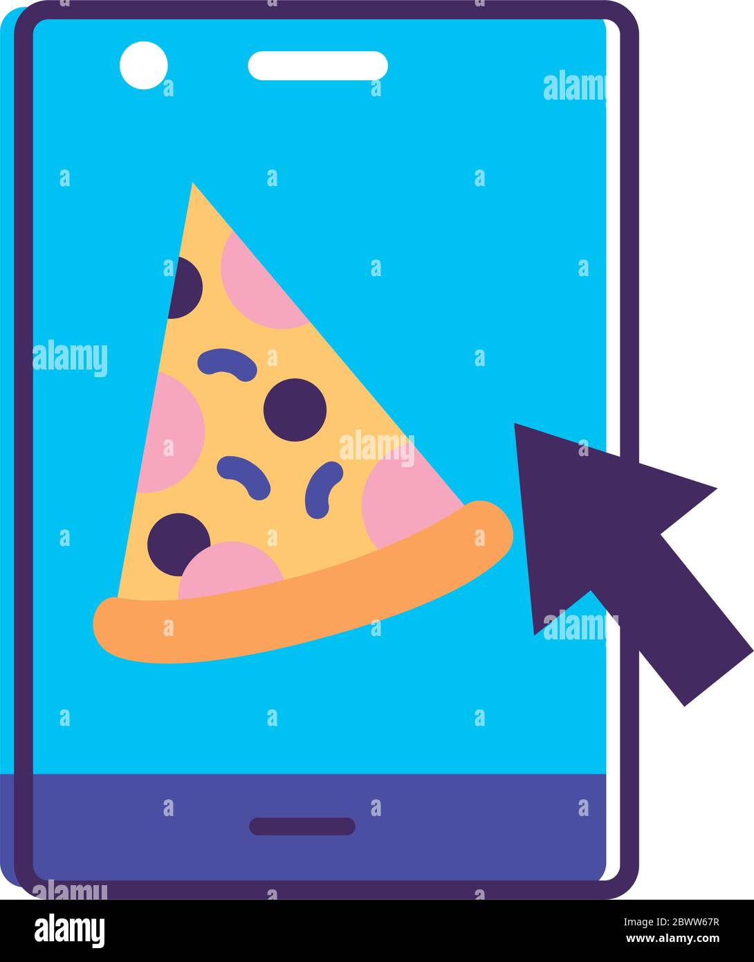 smartphone with pizza delivery app line and fill style icon Stock ...
