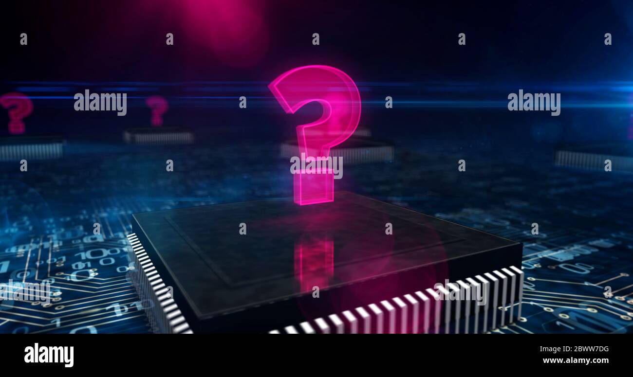 Question mark 3d illustration. Quest sign, searching, help, knowledge ...