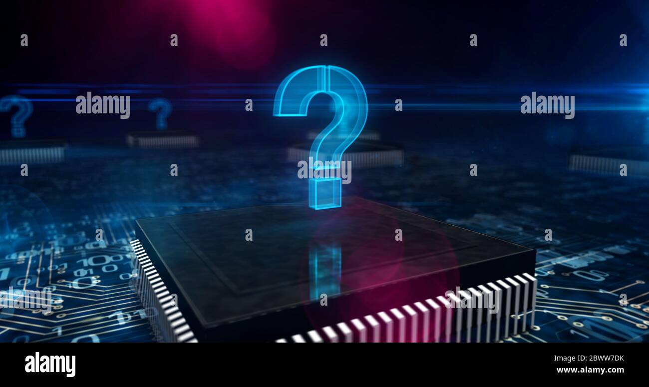 Question mark 3d illustration. Quest sign, searching, help, knowledge ...