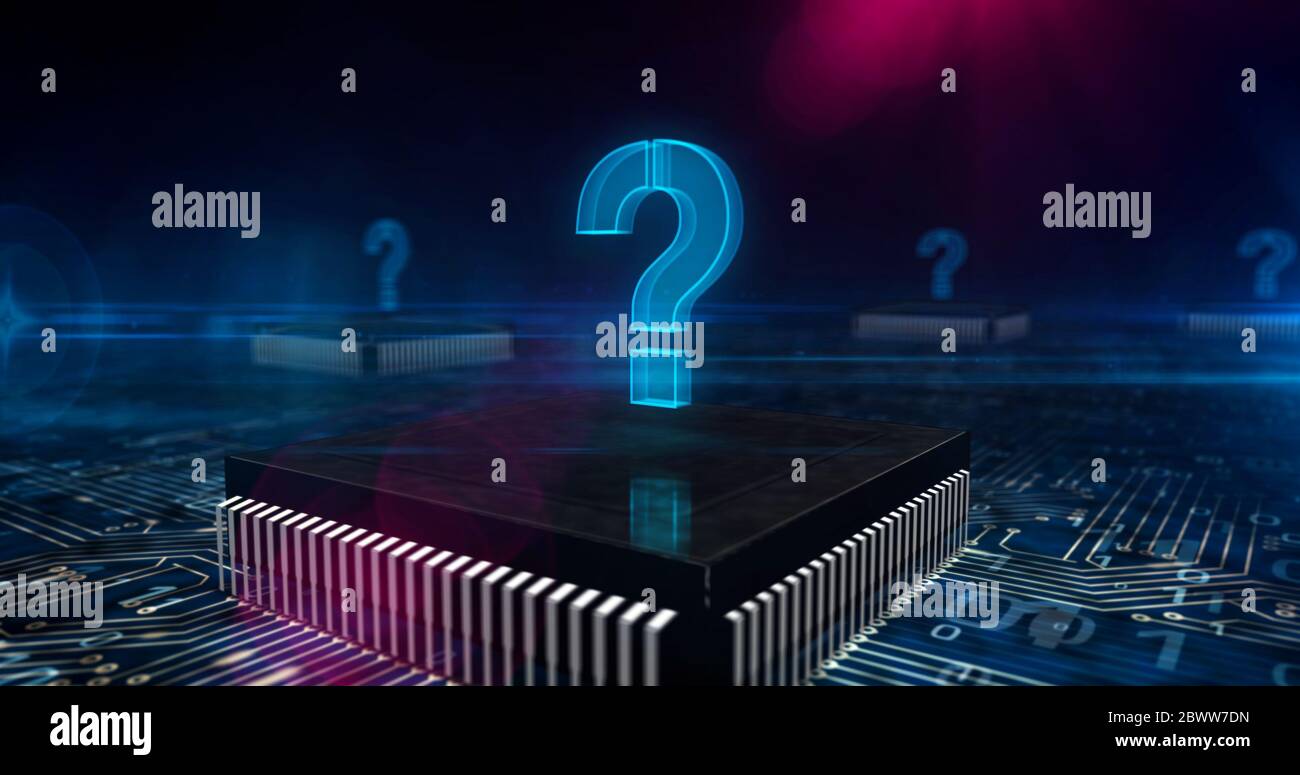 Question mark 3d illustration. Quest sign, searching, help, knowledge ...