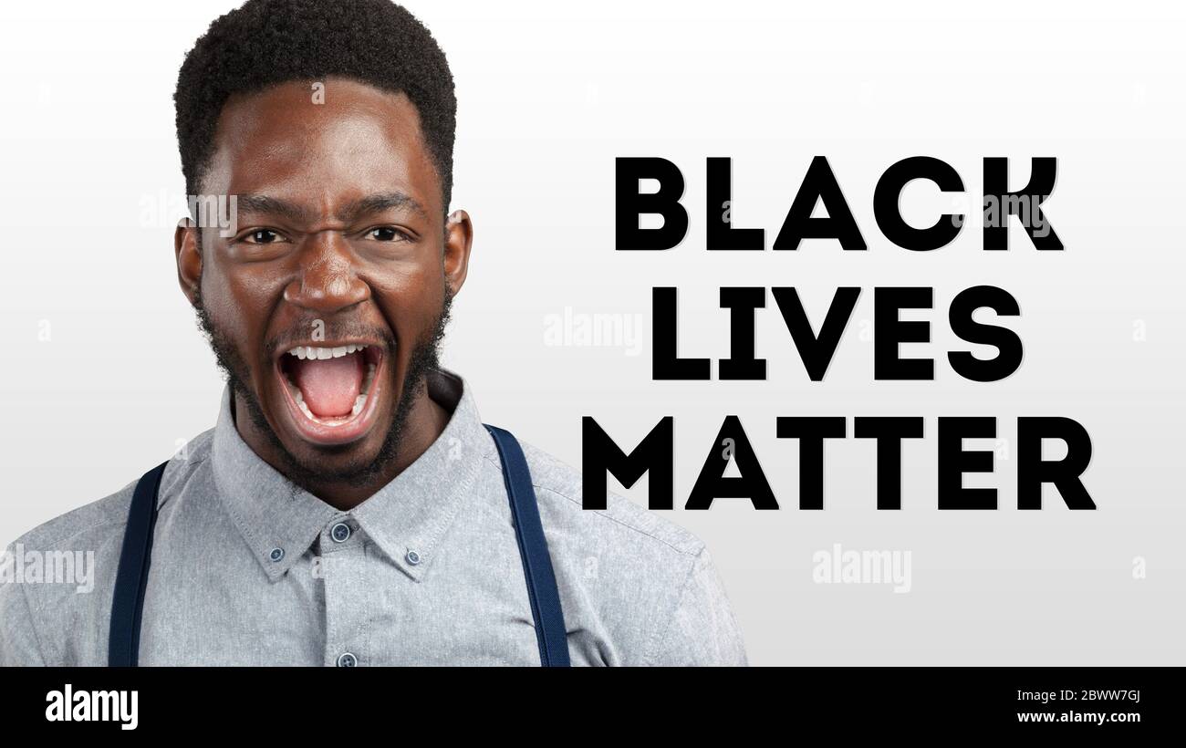 Black lives matter. Anti-racism concept with black man portrait Stock ...