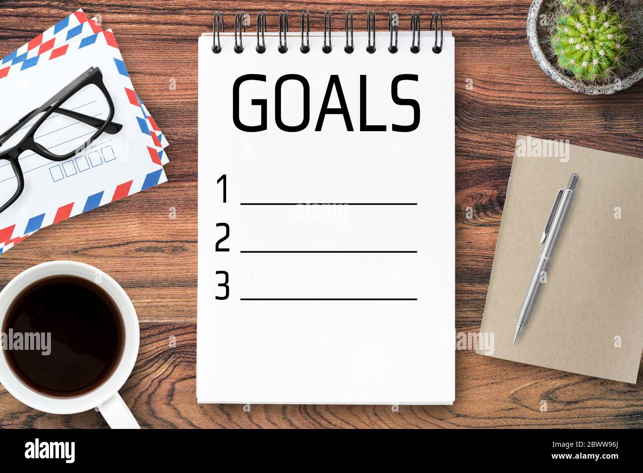 Note book page with life goals concept Stock Photo - Alamy