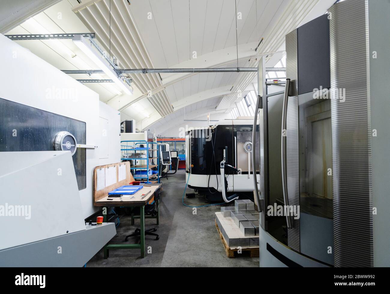 Germany, Bavaria, Munich, Production hall machinery Stock Photo - Alamy