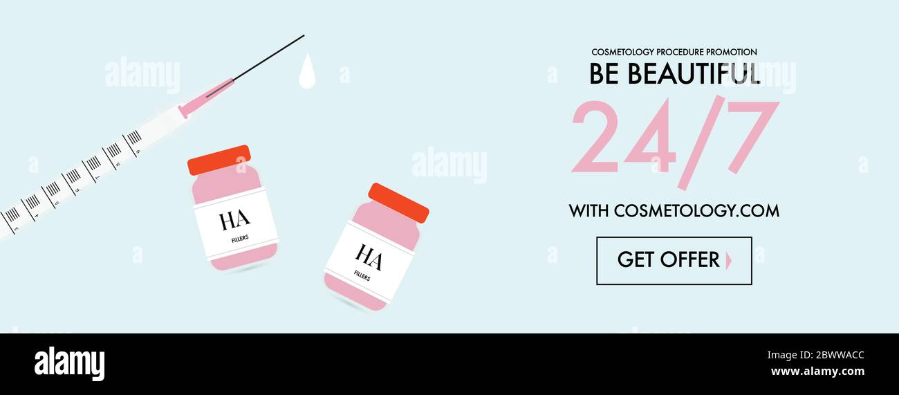 Facial injections promotion banner, face fillers advertising, medical ...