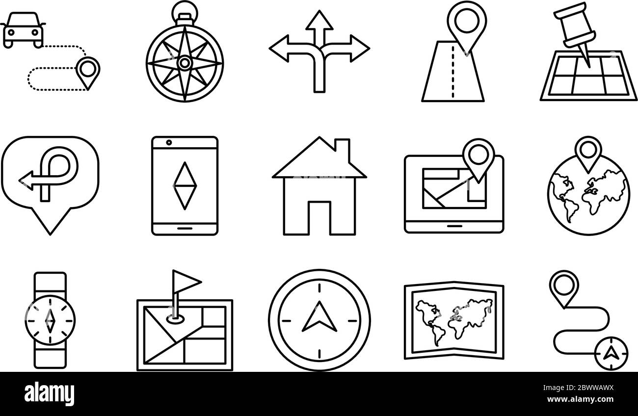 bundle of area and locations set icons Stock Vector Image & Art - Alamy