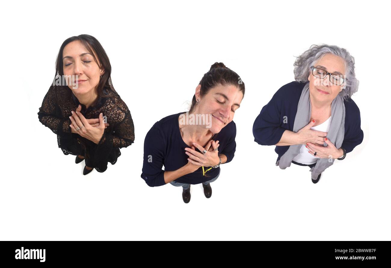 Woman hand on heart chest Cut Out Stock Images & Pictures - Alamy