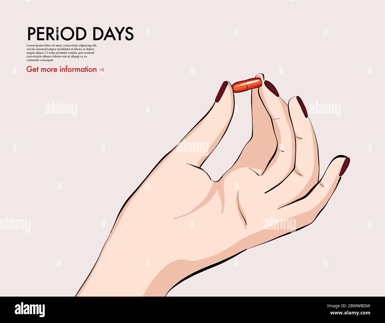 Medical pill in hand, beauty drawing art. Painkiller drug in wamn hand ...