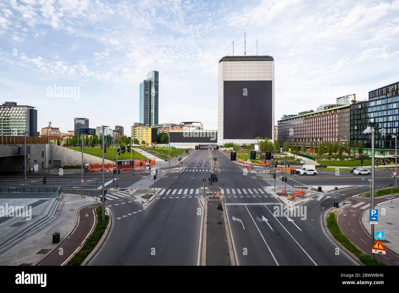 Italy, Milan, Porta Garibaldi intersection during COVID-19 outbreak ...