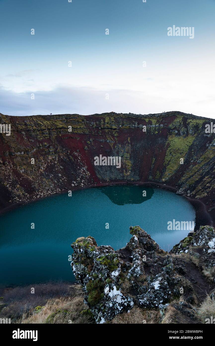 Iceland, Lake inside volcanic crater Stock Photo - Alamy