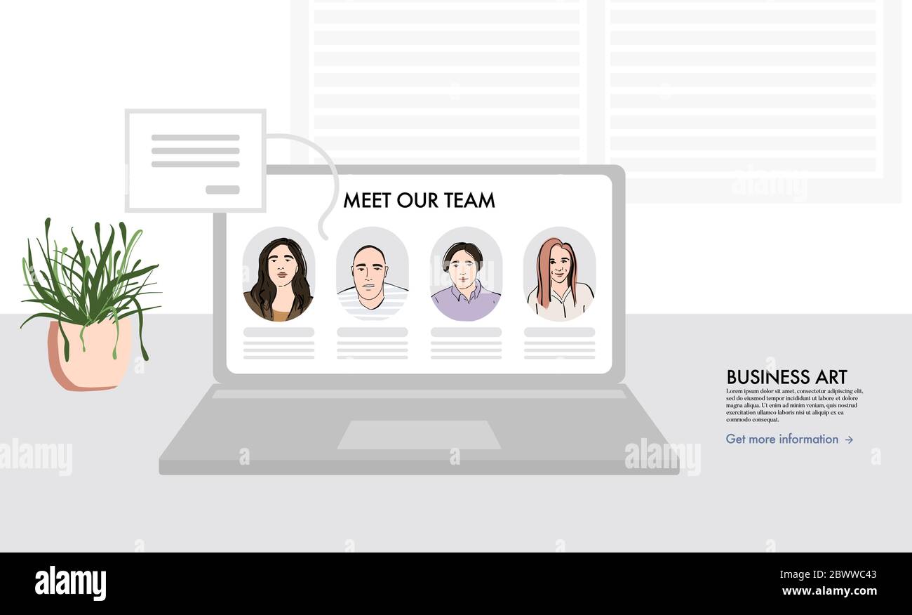 Remote office team members, Support business workers landing page ...