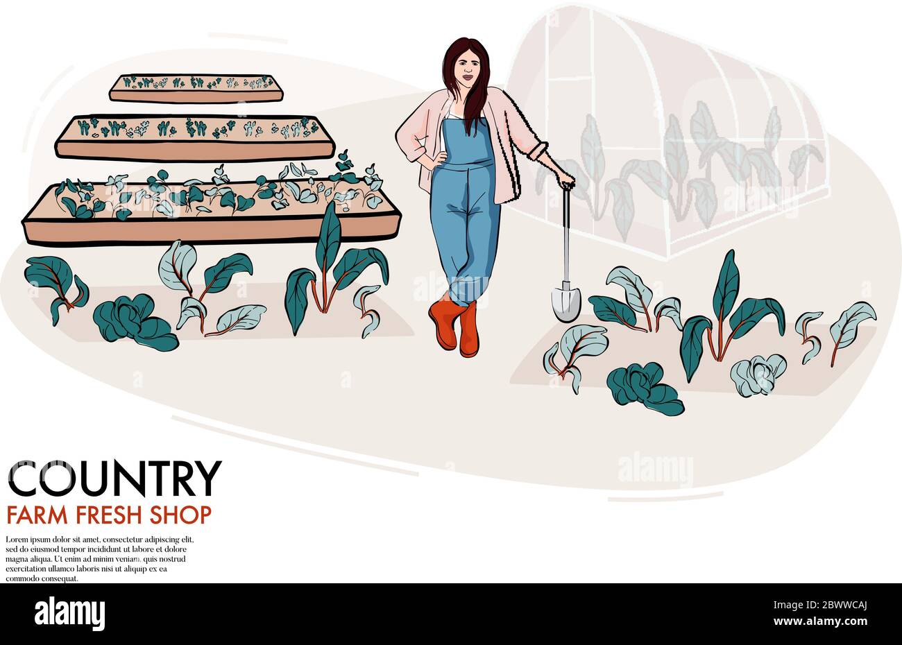 Farmer gardening herb, agricultural worker planting crops, person gathering harvest, Flat ...