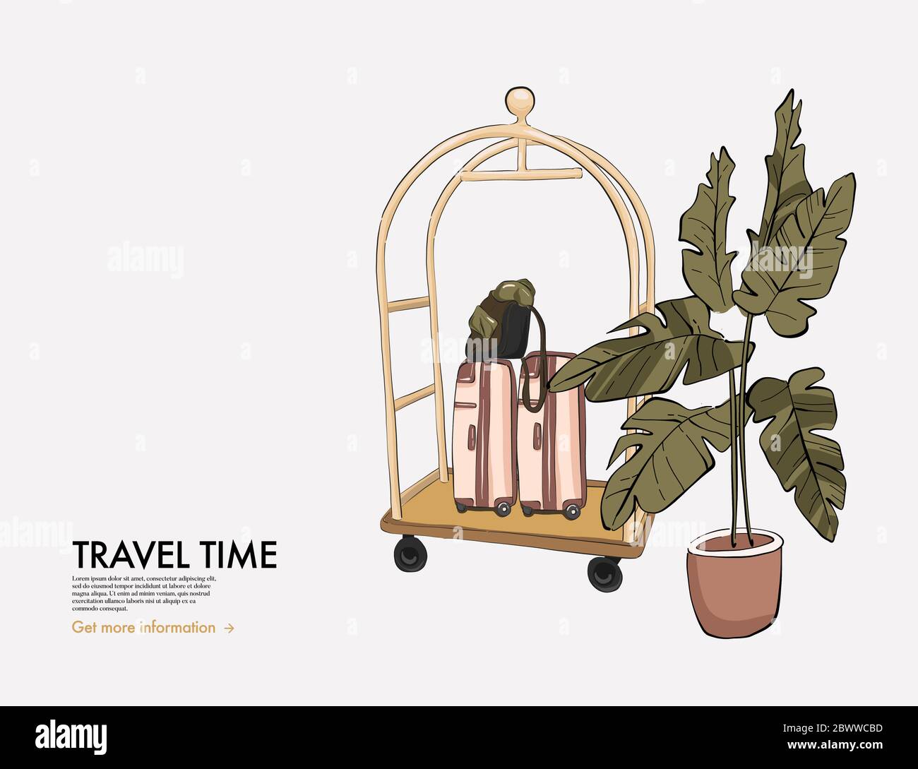 Hotel trolley with luggage, check bag cart in luxury lobbey. Vacation ...