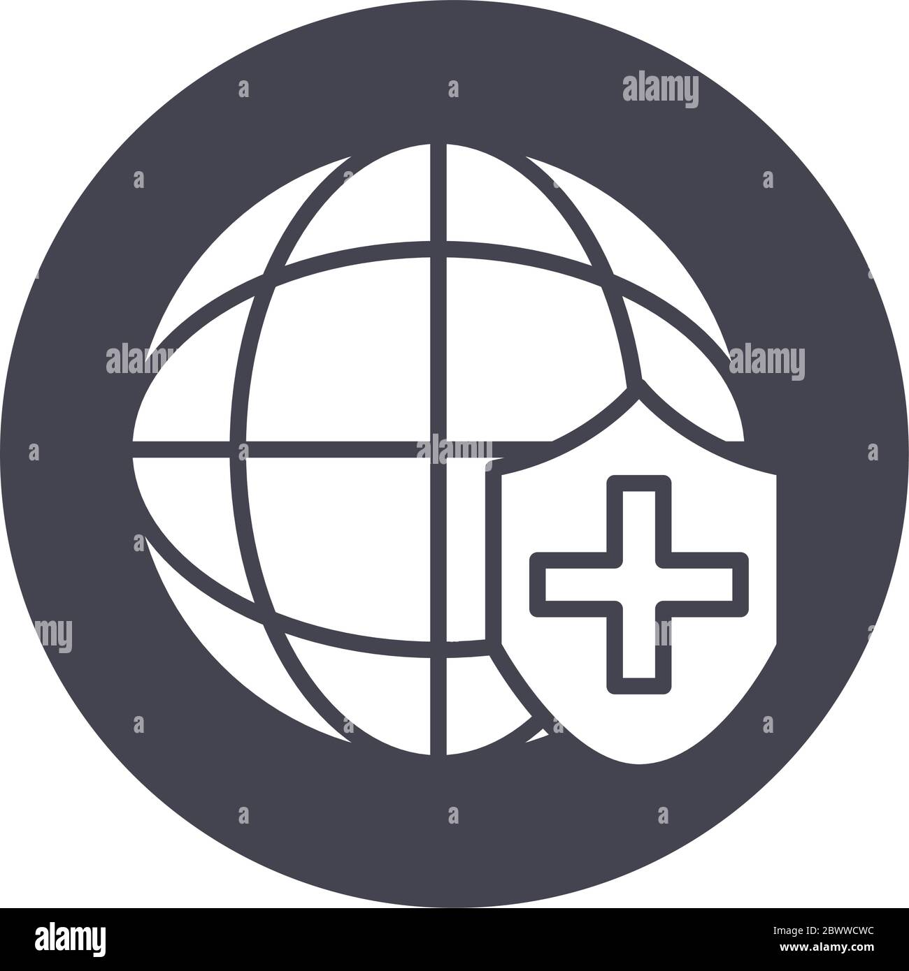 sphere browser with shield online communication line style Stock Vector ...