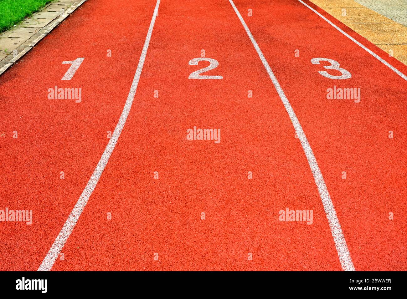 Athletic Field Track with Number One, Two, and Three Stock Photo - Alamy