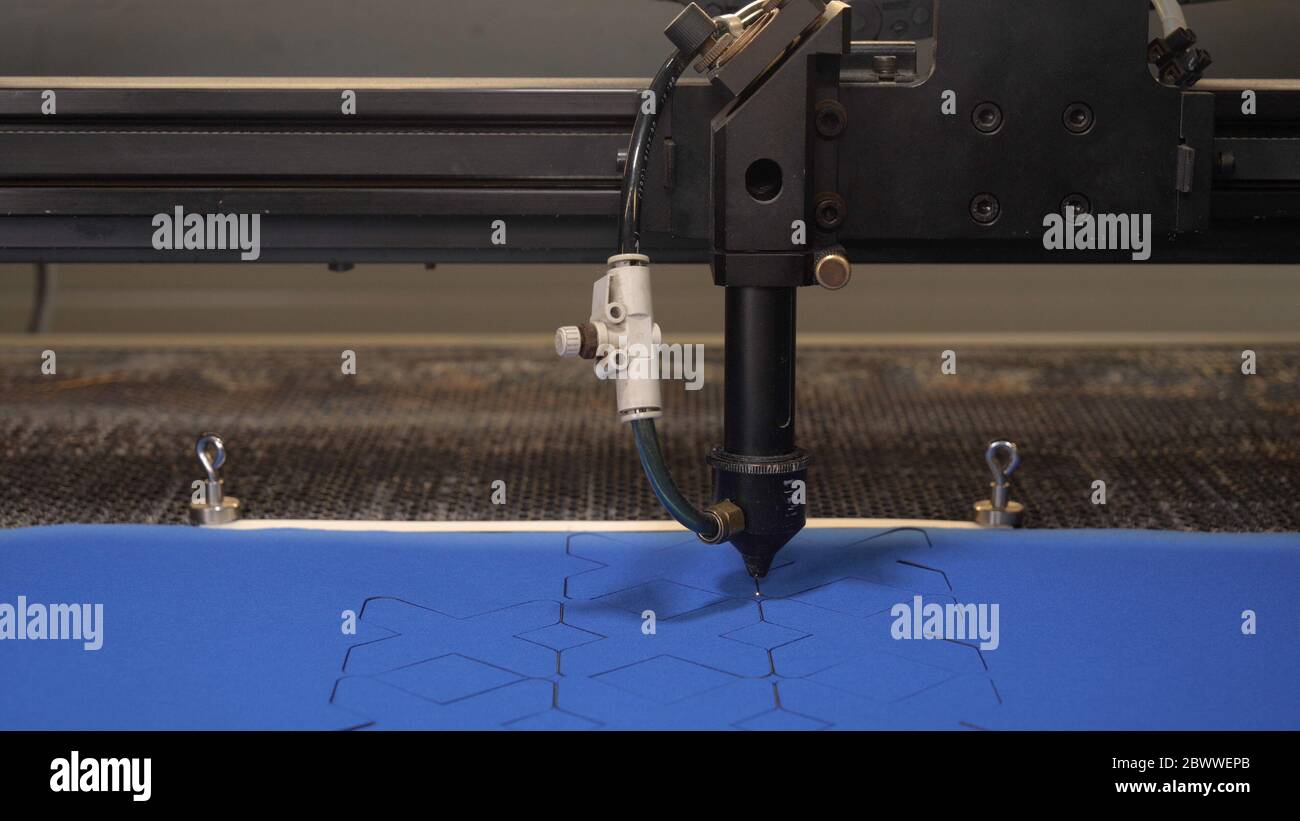 Industrial garment factory, an automatic sewing machine sews various ...