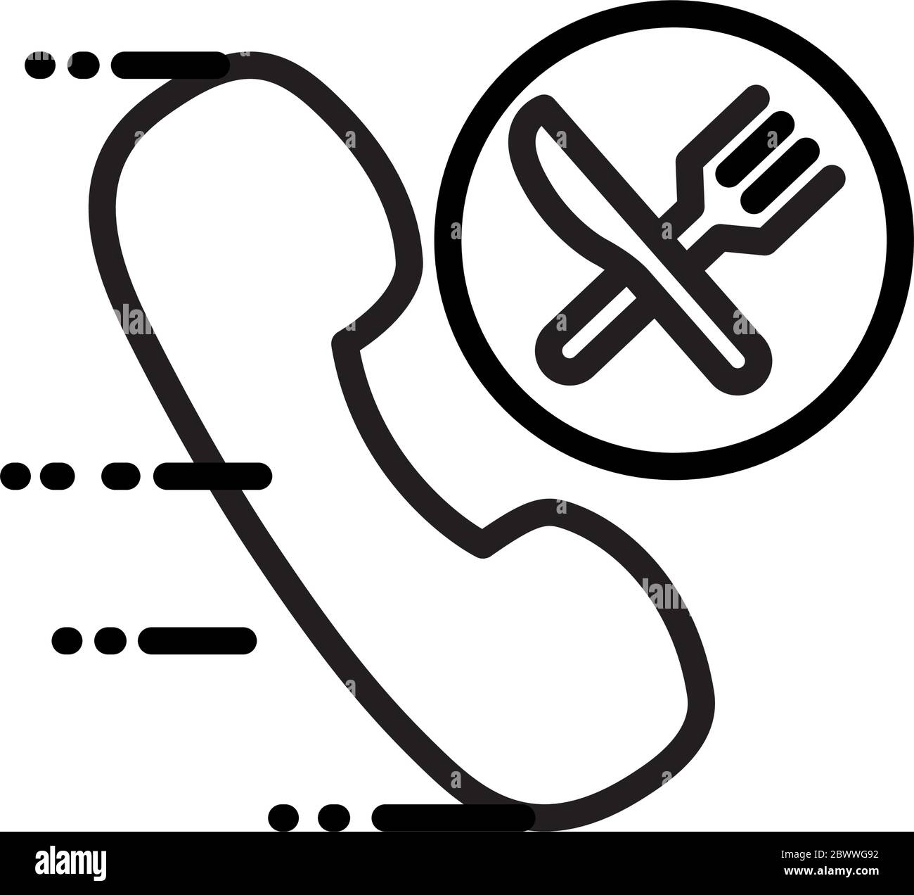 phone with fork and knife delivery service line style Stock Vector ...