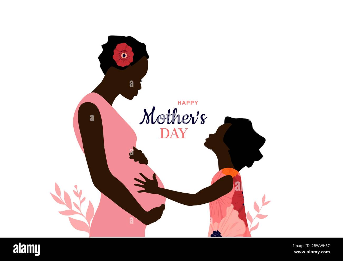 Happy Mothers Day Mom Hugs Her Daughter Moms Love Stock Vector