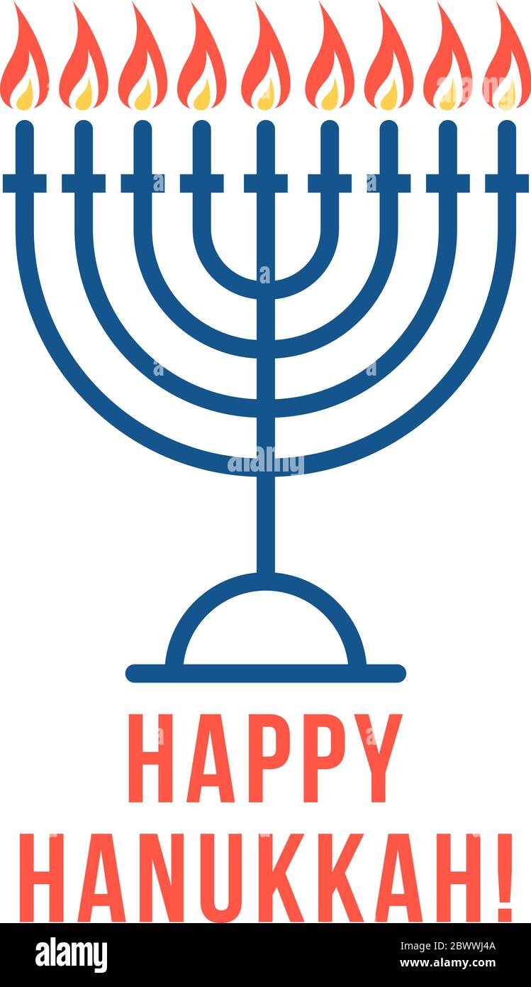 simple thin line happy hanukkah logo with candles Stock Vector Image ...