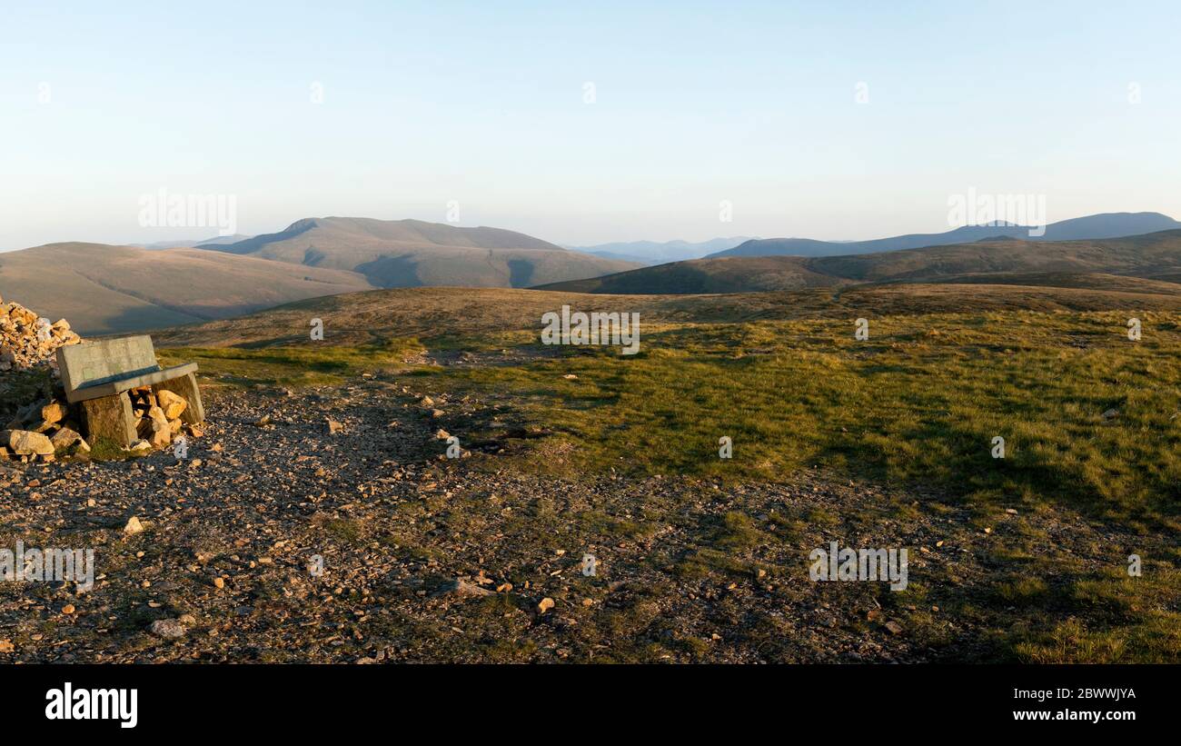 A sunset view from the summit of High Pike in the northern fells of the ...