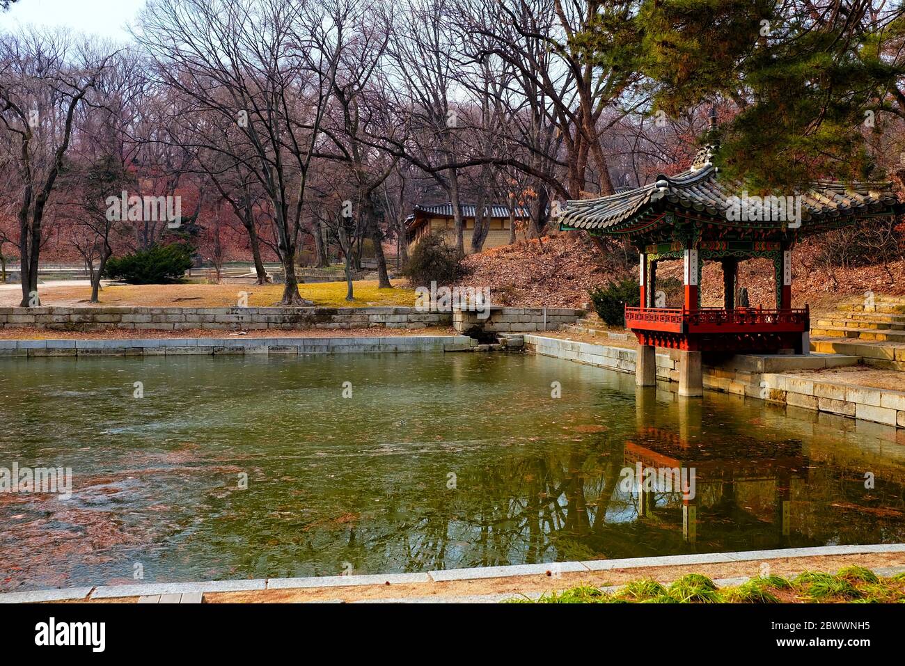 SEOUL, SOUTH KOREA - DECEMBER 25, 2018: Pool in Freezing Temperature at ...