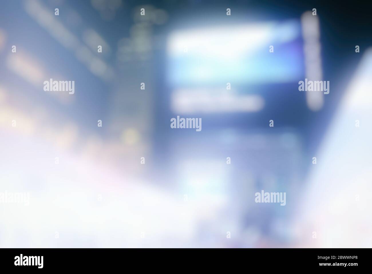 White Blurred Interior of Hallway and Big Projector Background with ...