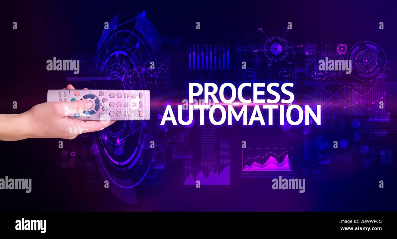 hand holding wireless peripheral with PROCESS AUTOMATION inscription ...