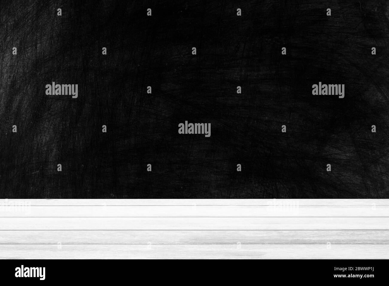 White Wood Table with Black Chalkboard Background, Suitable for Product ...