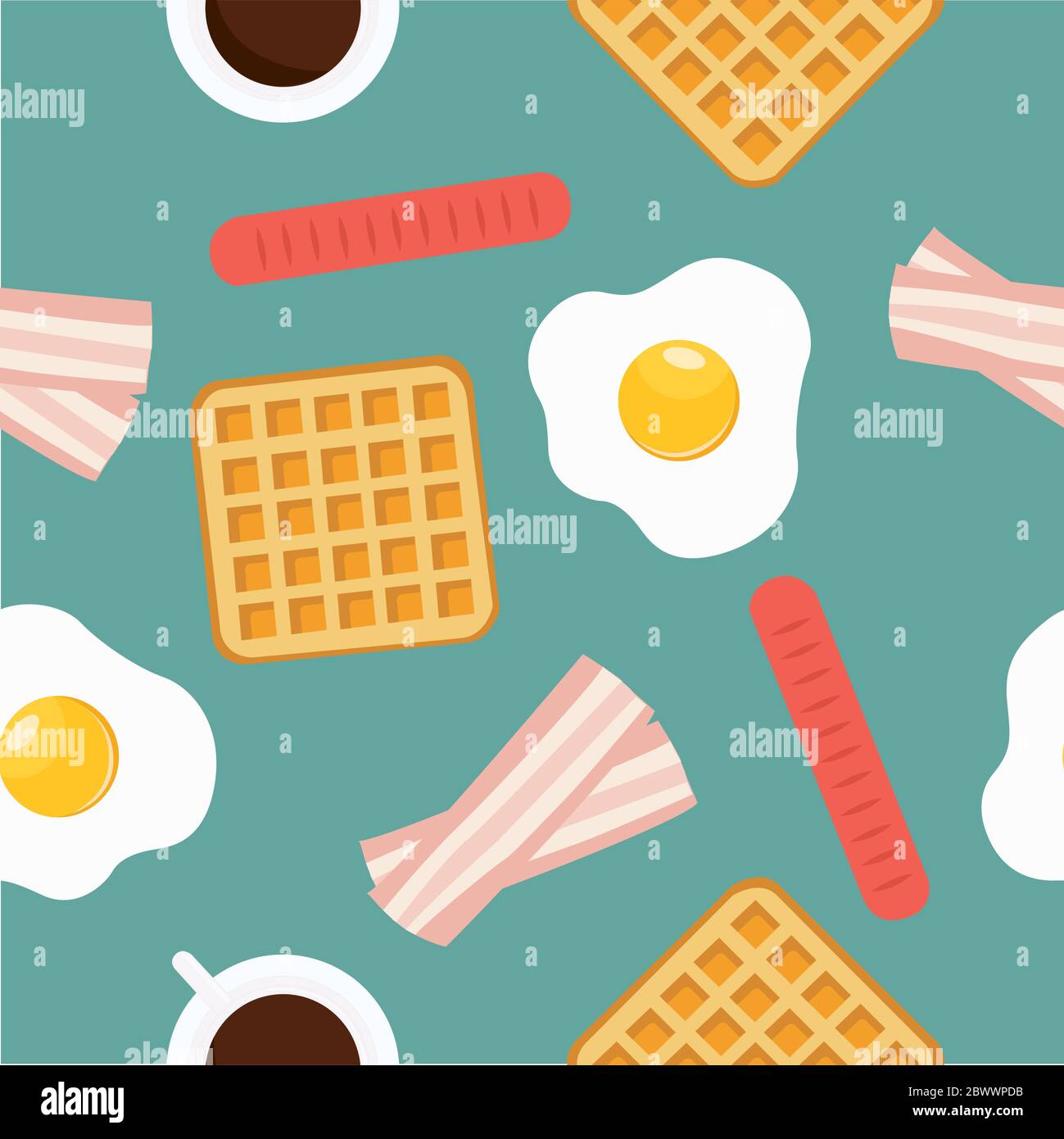 Vector Seamless Pattern Background Breakfast Themed Stock Vector Image ...