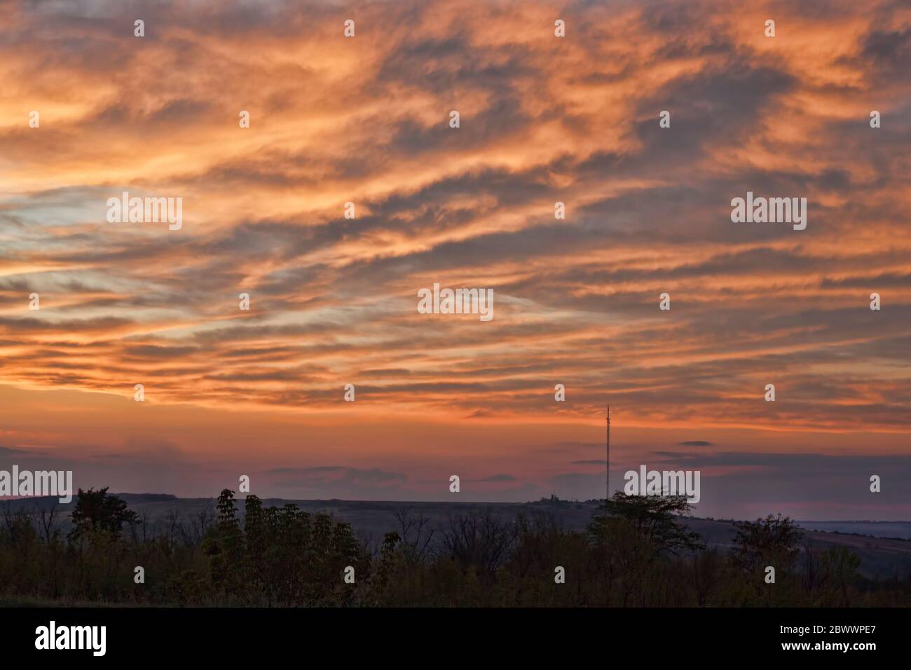 Dramatic sky at sunset over the mountain Karachun in Sloviansk, Ukraine Stock Photo - Alamy