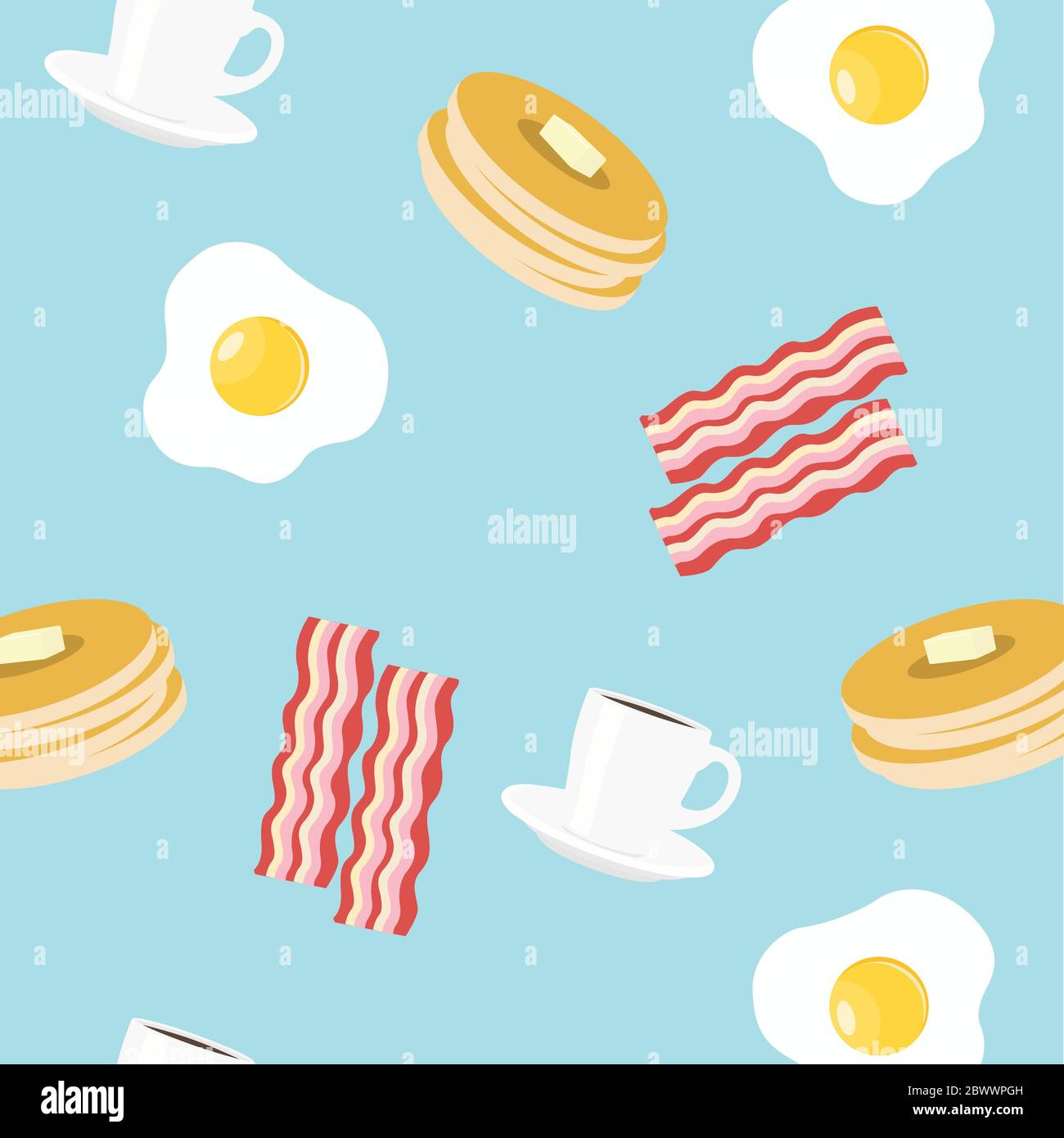 Vector Illustration Breakfast Themed Seamless Pattern Background Stock ...