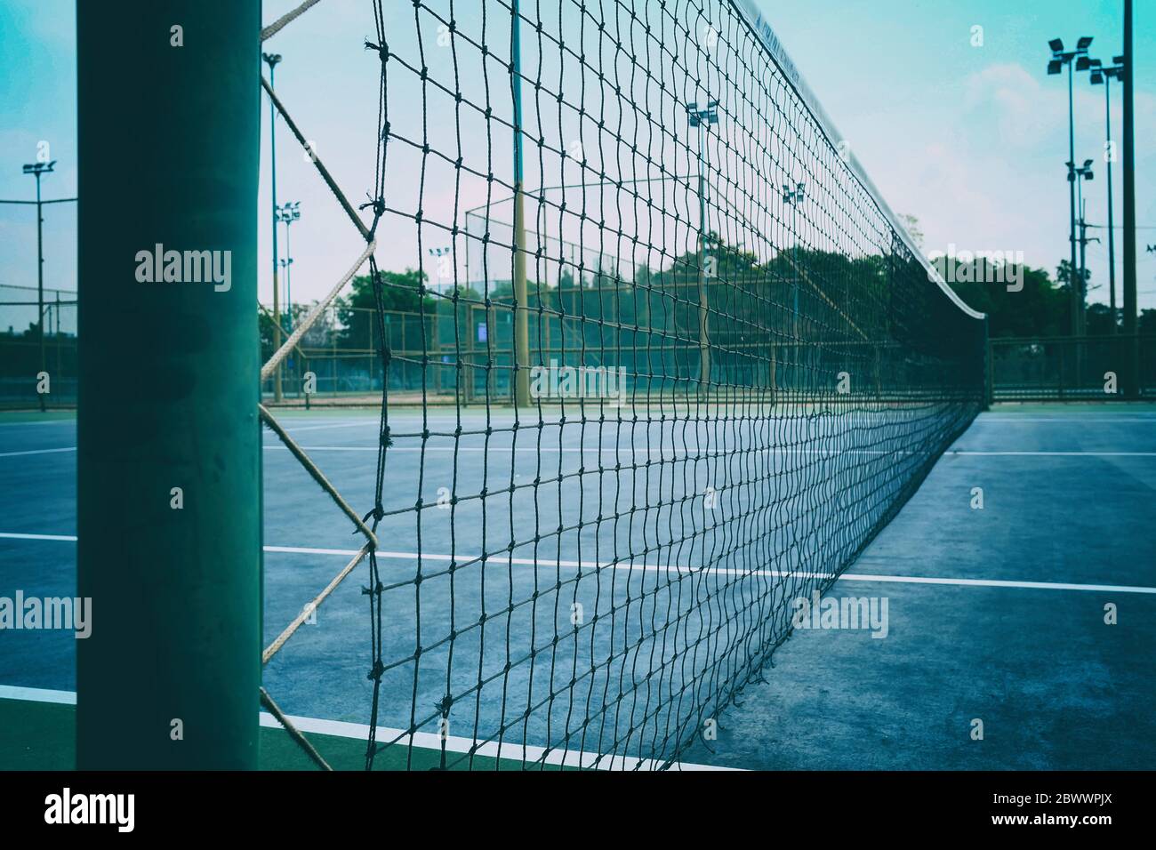Close up Net in Tennis Court Stock Photo - Alamy
