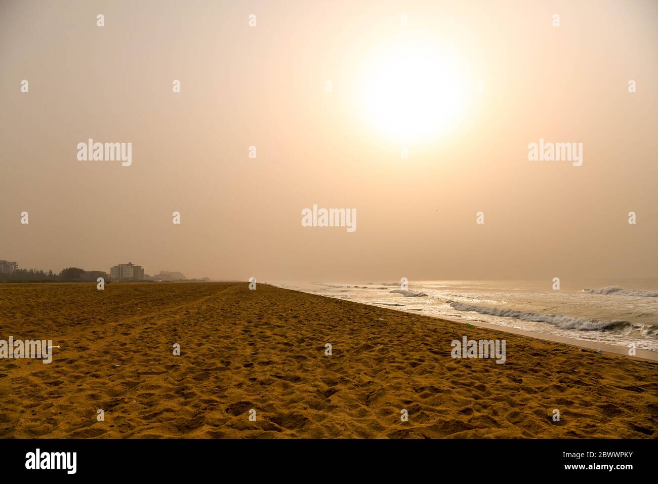Africa, West Africa, Benin, Cotonou. Cotonou beach in the morning Stock ...
