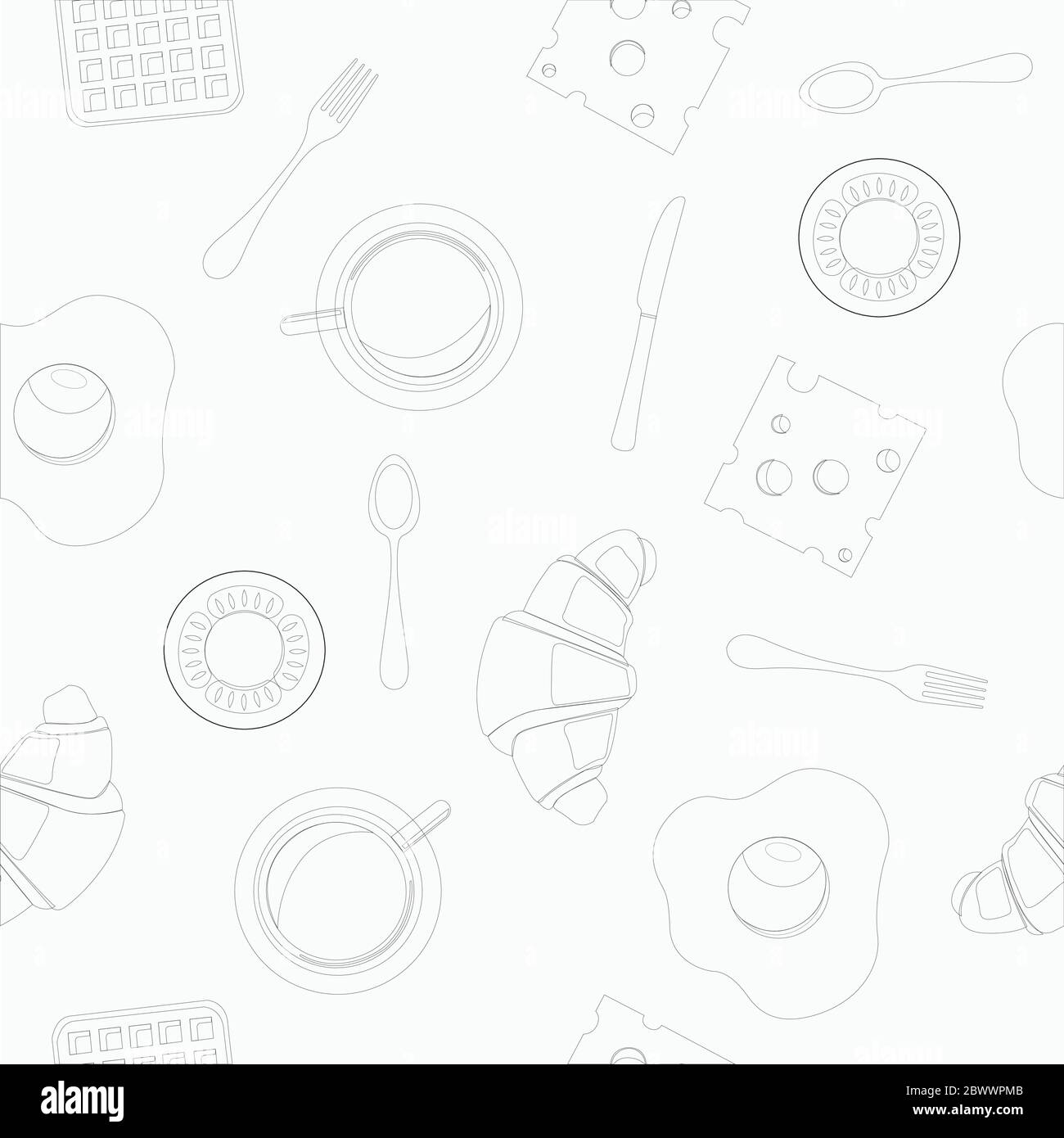 Seamless Pattern vector Background Breakfast Themed Stock Vector Image ...