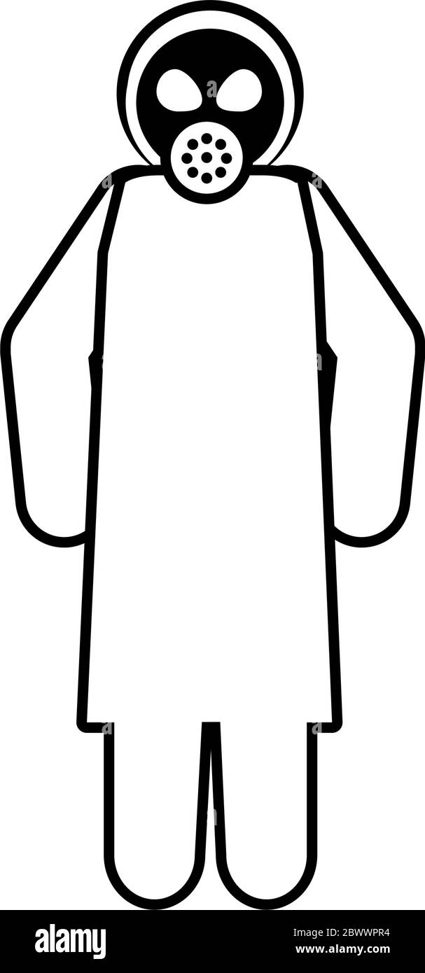 pictogram man with protective gas mask and suit over white background ...