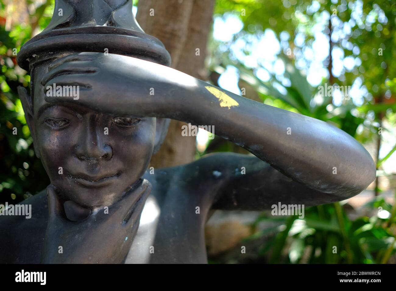 Close up Ancient Hermit Statue inside Wat Pho Temple with Bokeh ...